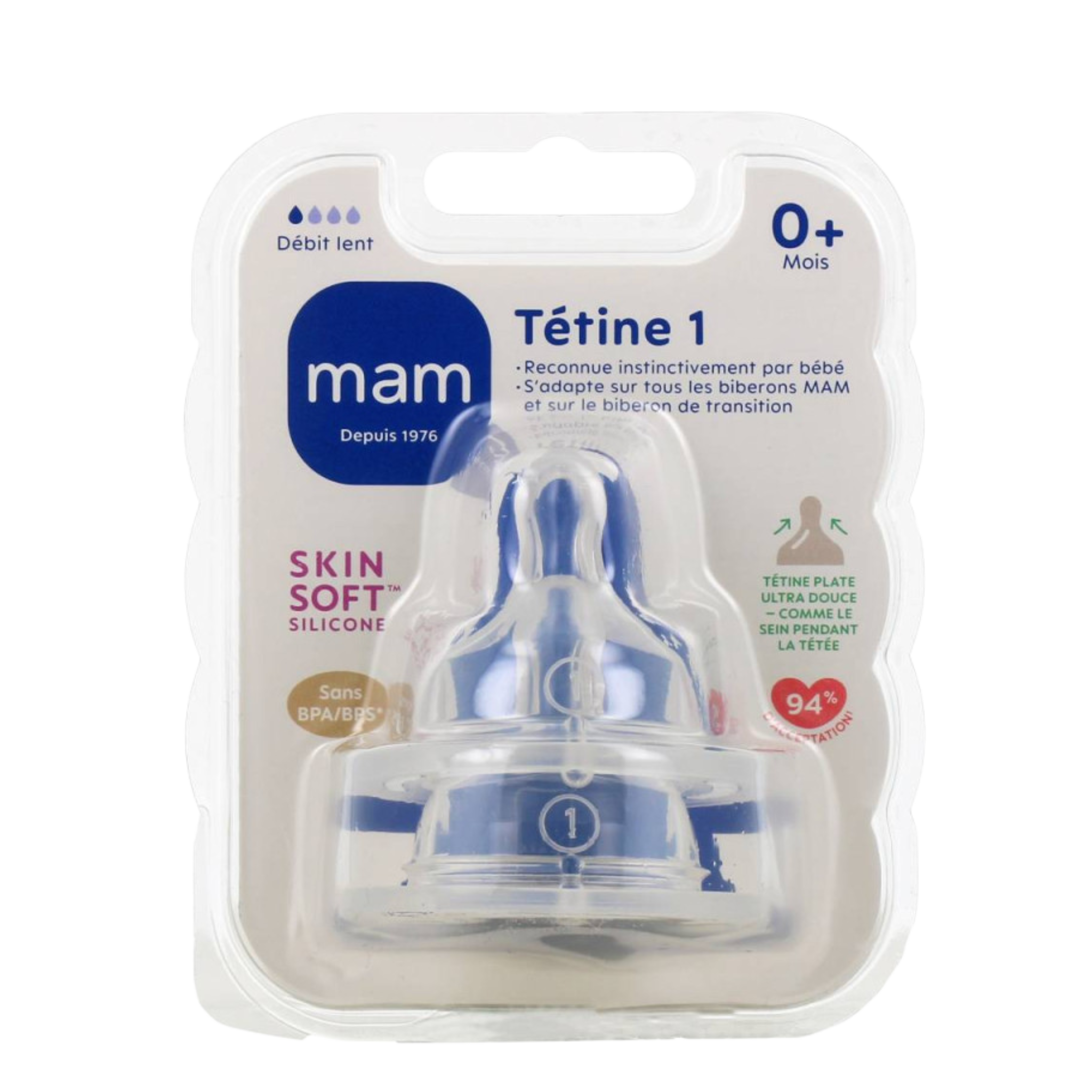 Mam Tétine Debit 1 Lent - Silicone (Mois 0+) x 2 – Scott Home Delivery